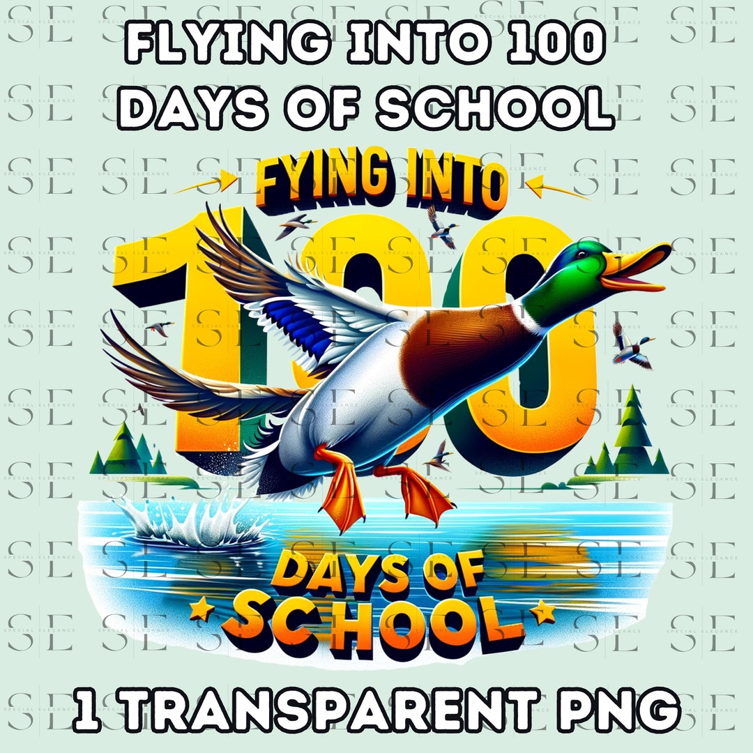 Flying Duck 100 Days of School Poster, Educational Celebration Art ...
