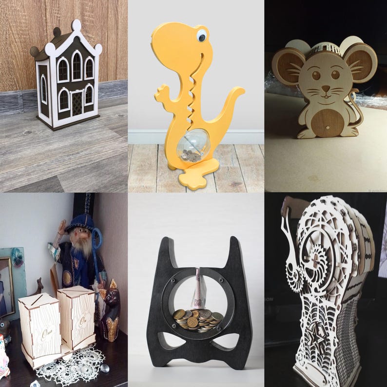 Laser Cut Money Boxes Bundle - 40+ Files for 2D & 3D Designs, CNC Files ...