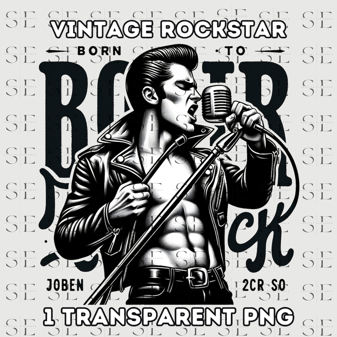 Vintage Rockstar PNG, Classic Rock Icon Art, Instant Download, Rebel ...