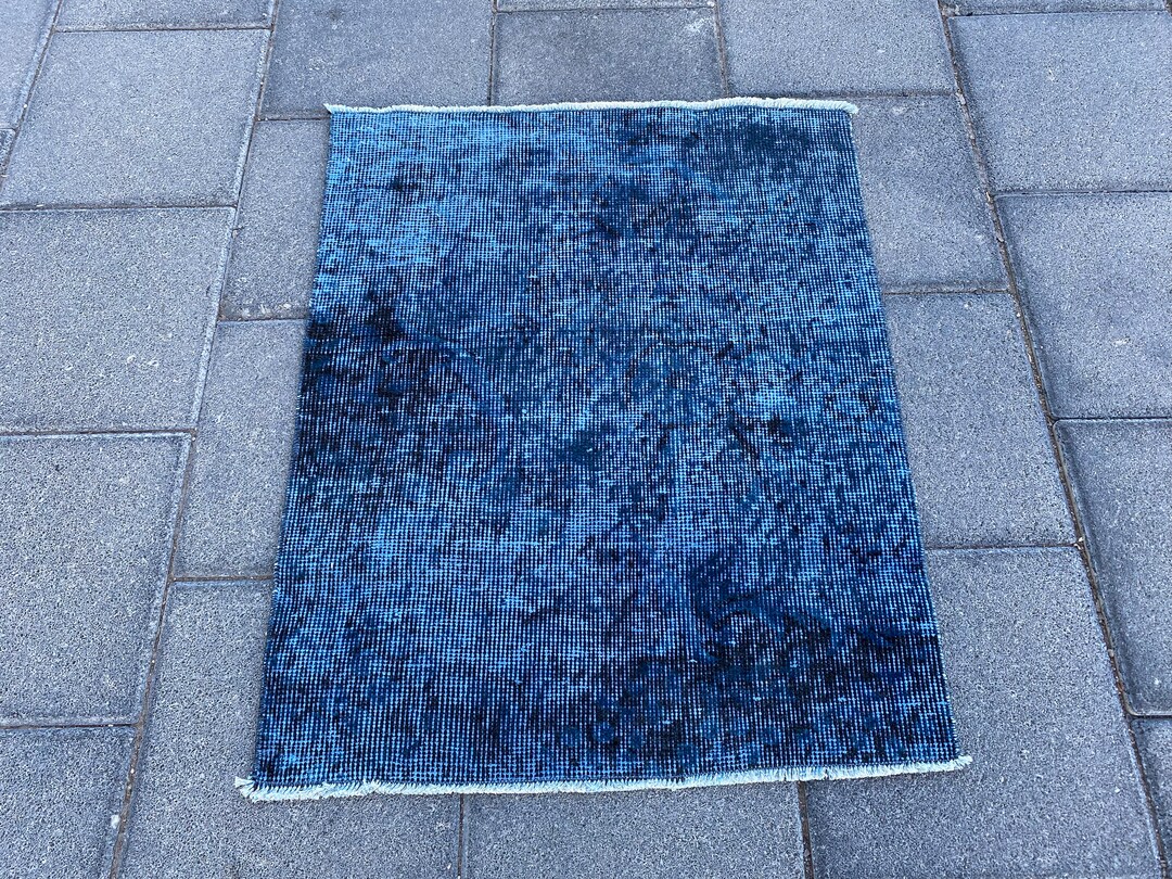 2.1x2.6 Ft, Blue Square Rug, Vintage Small Rug, Turkish Rug, Bohemian ...