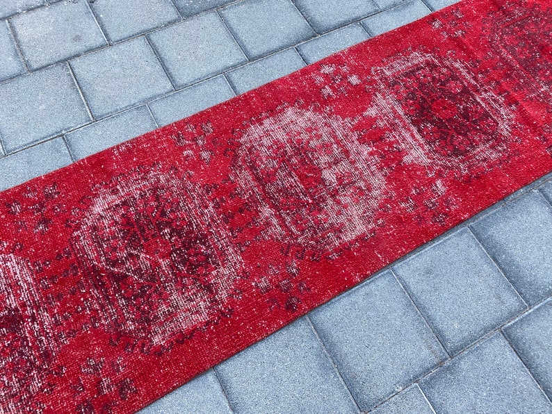 2.5 X 10.8 Ft, Runner Rug Red, Hallway Rug, Vintage Rug, Turkish Rug ...