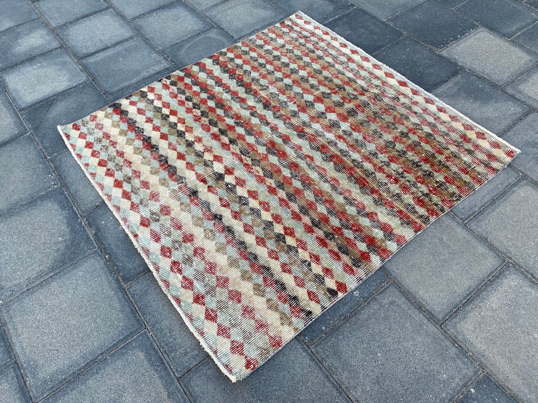 3.7x3.9 Ft, Square Rug, Area Rug, Turkish Rug, Boho Decor Rug, Handmade ...