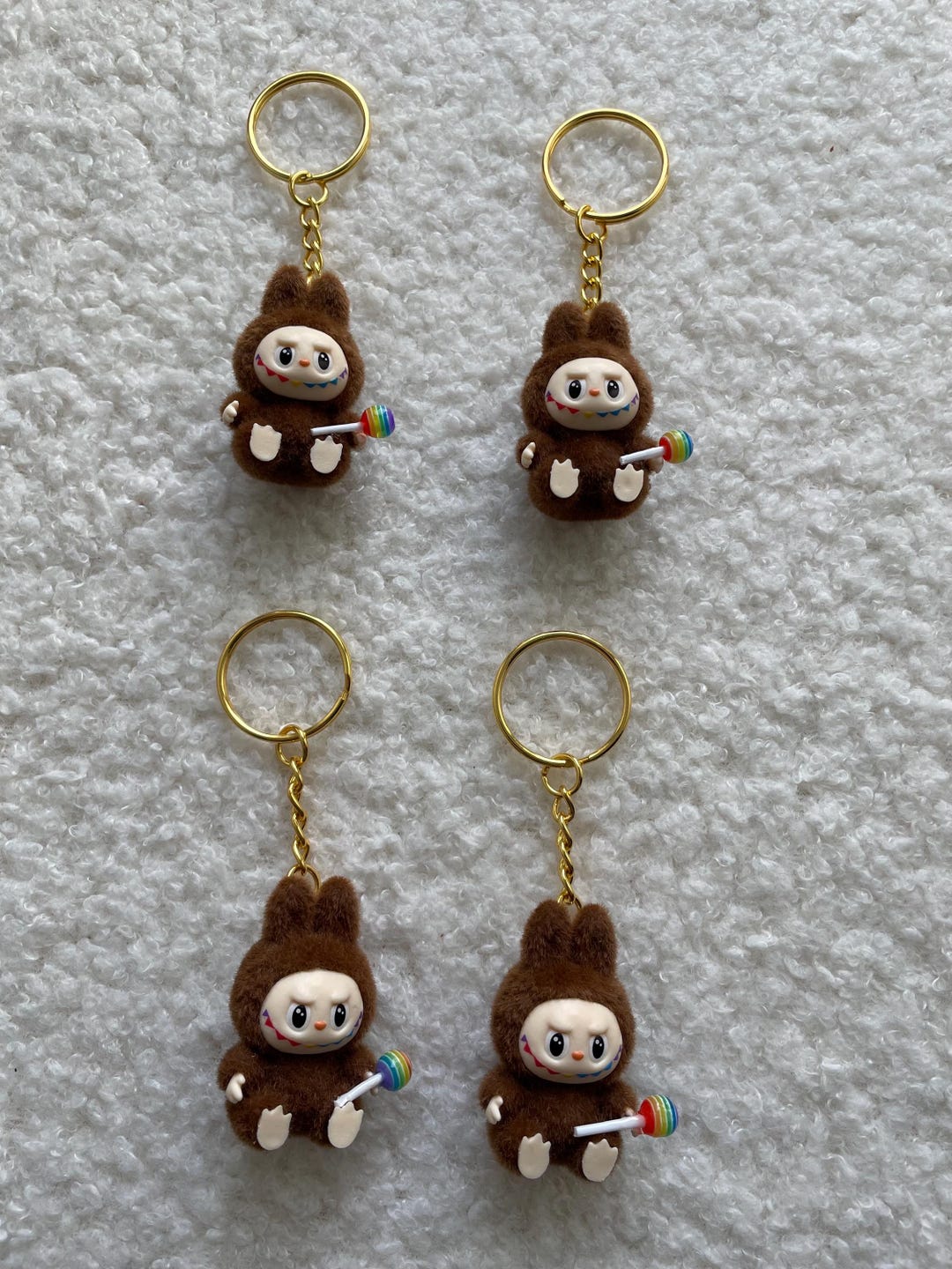 Labubu Keychain Mini Labubu Keychain Brown Lucky Labubu Labubu With ...