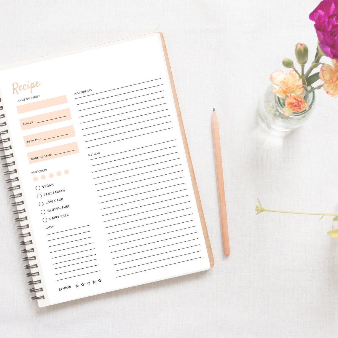 Recipe Template Printable Blank Recipe Page Cookbook - Etsy