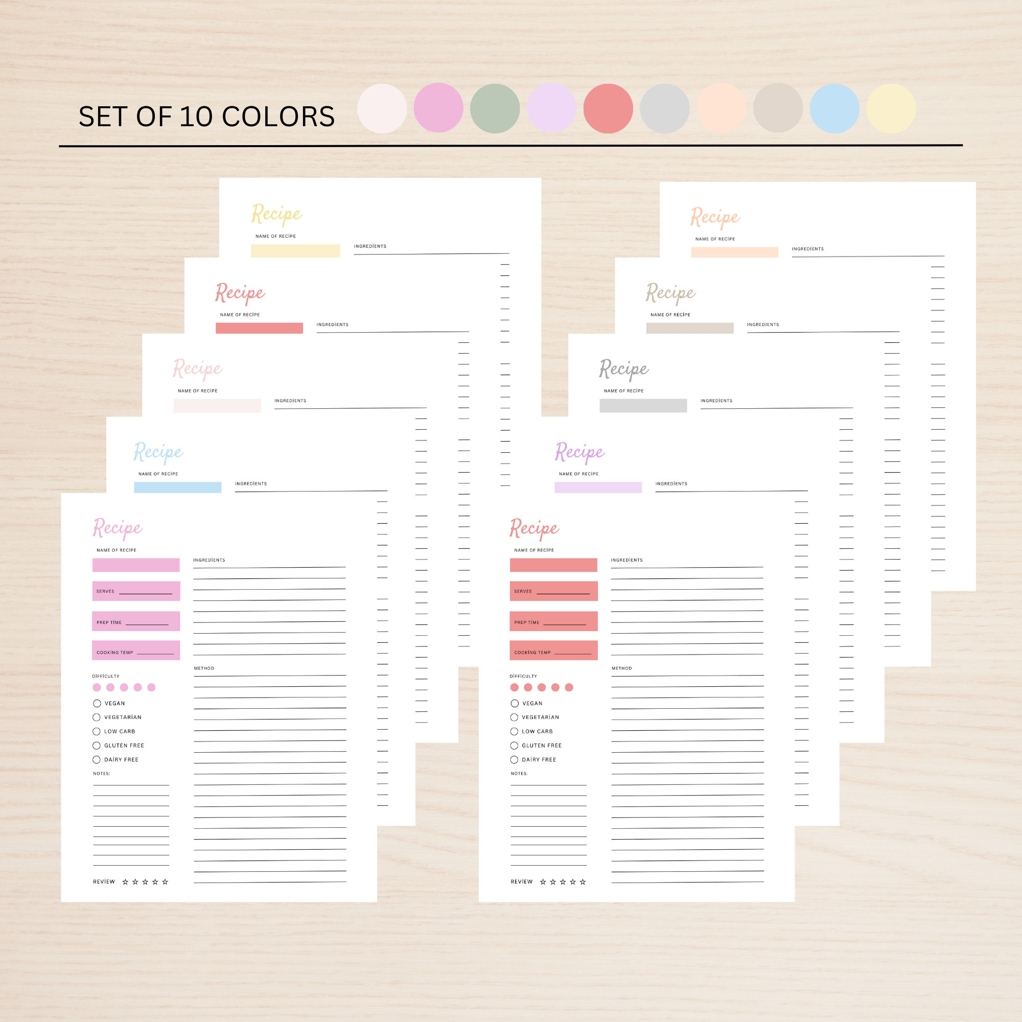 Recipe Template Printable Blank Recipe Page Cookbook - Etsy