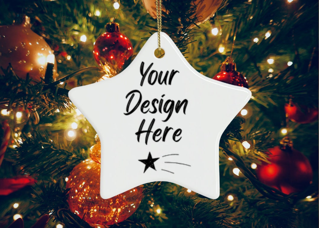 Star Ornament Mockup // White Ceramic // Gold String // Holiday ...