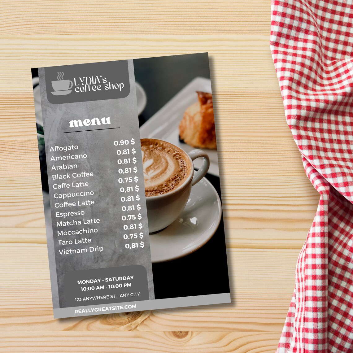 Coffee Menu, Coffee Menu Poster, Editable Coffee Menu Template Price ...