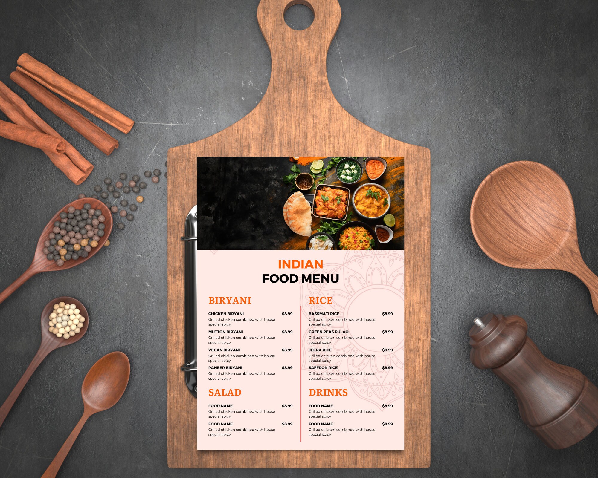 Editable Restaurant Menu Template. Customize This Indian Restaurant ...
