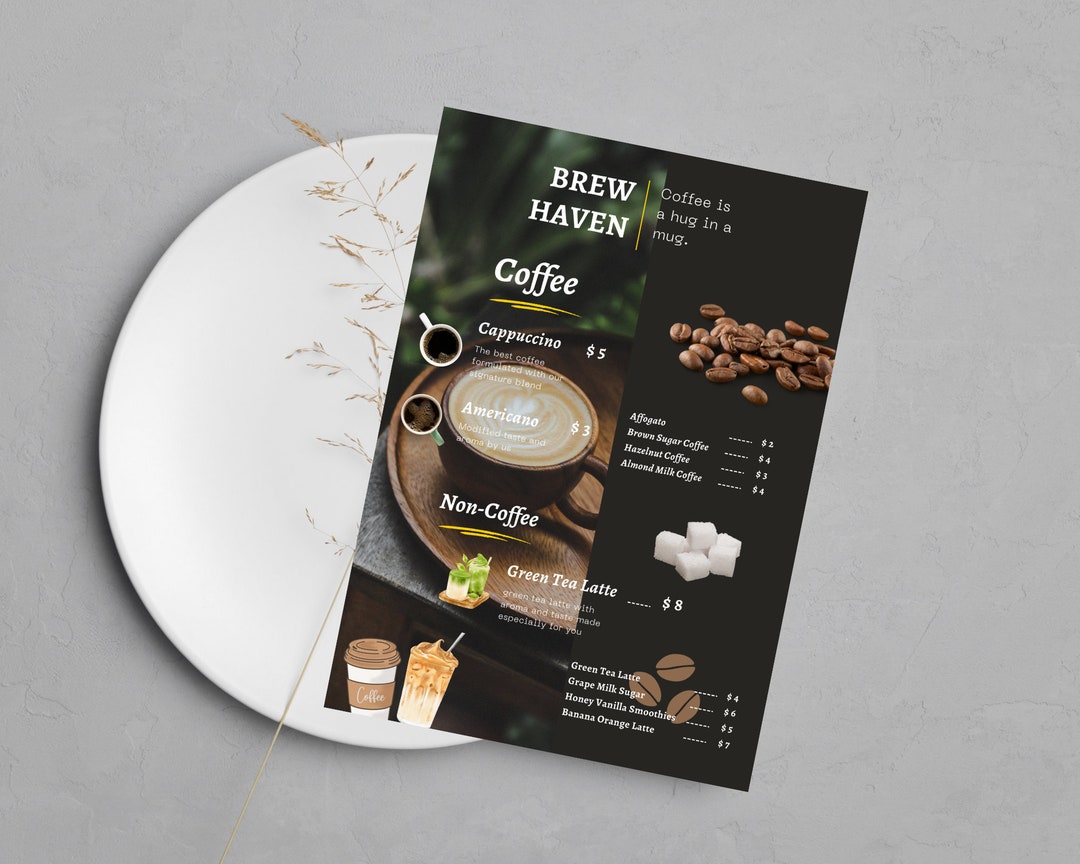 Editable Menu, Coffee Shop Menu, Menus Template, Coffee Menu Template ...