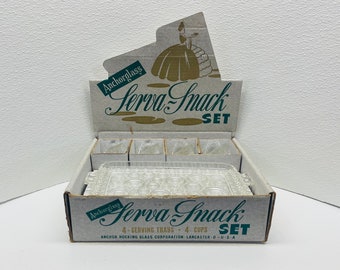 Vintage Anchorglass Serva-snack Set in Crystal Glass - Etsy