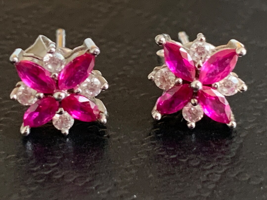 HH Pamela Pink Ruby & Sterling Silver Stud Earrings - Etsy
