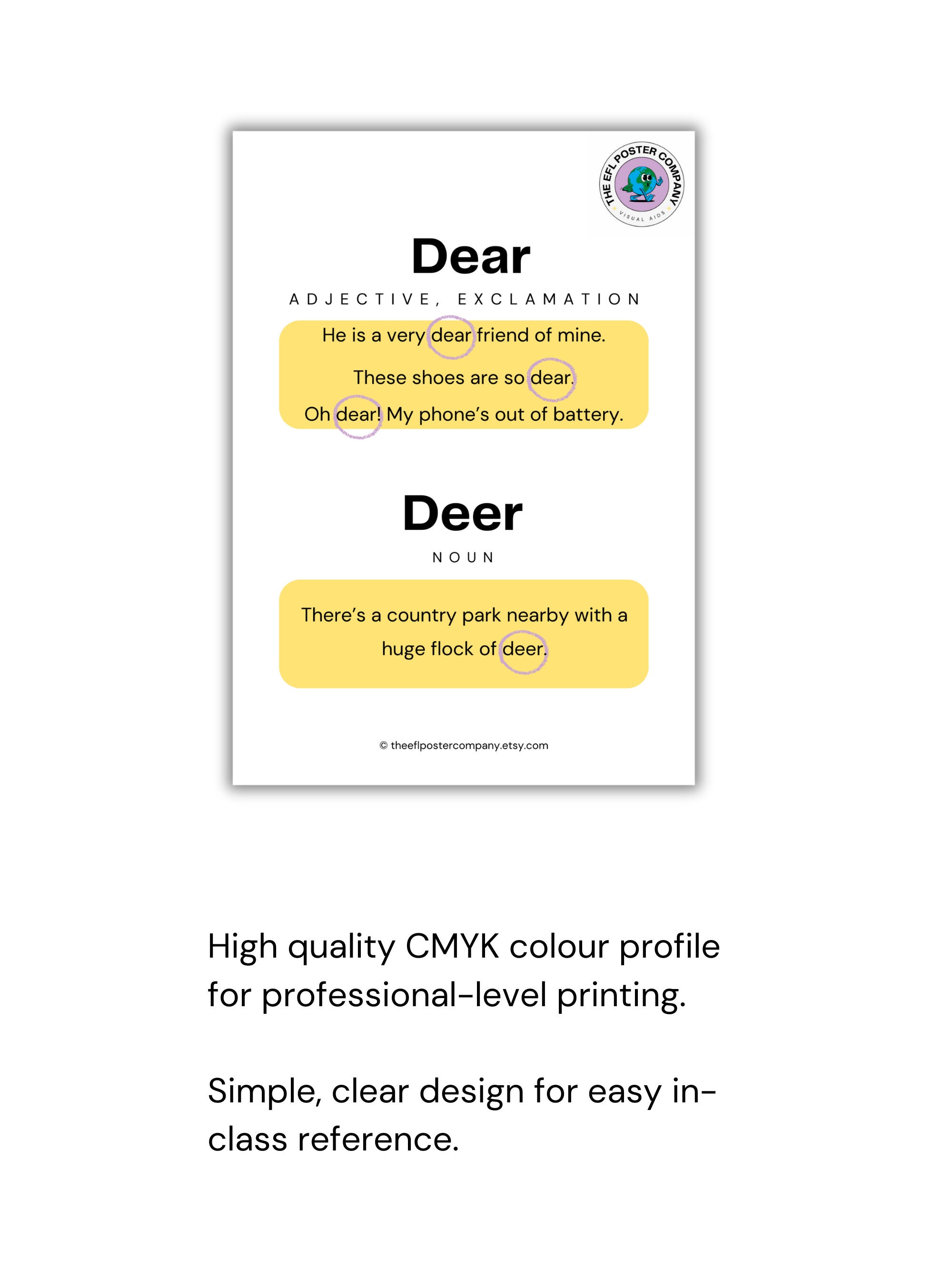 Homophones #8 Poster | ESL | EFL | ESFOL | A2, A3, A4 Sizes Included ...