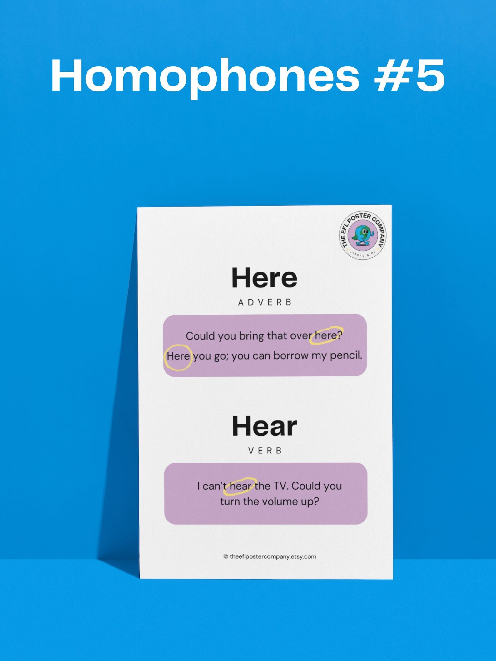 Homophones #5 Poster | ESL | EFL | ESFOL | A2, A3, A4 Sizes Included ...