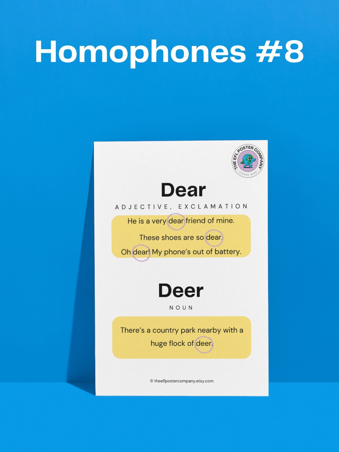 Homophones 8 Poster ESL EFL ESFOL A2 A3 A4 Sizes - Etsy
