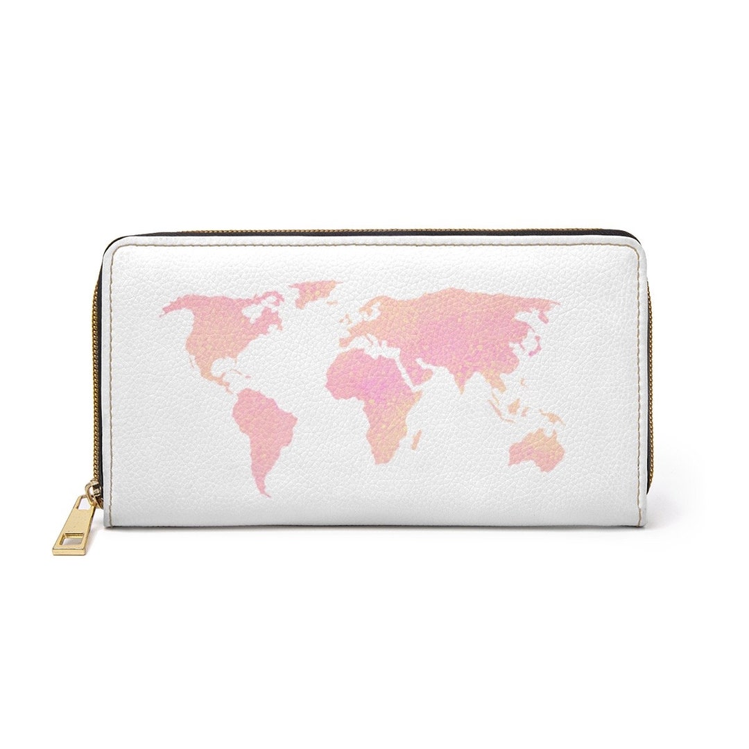 World Map Zipper Wallet, World Traveler Wallet, Globe Inspired Purse ...