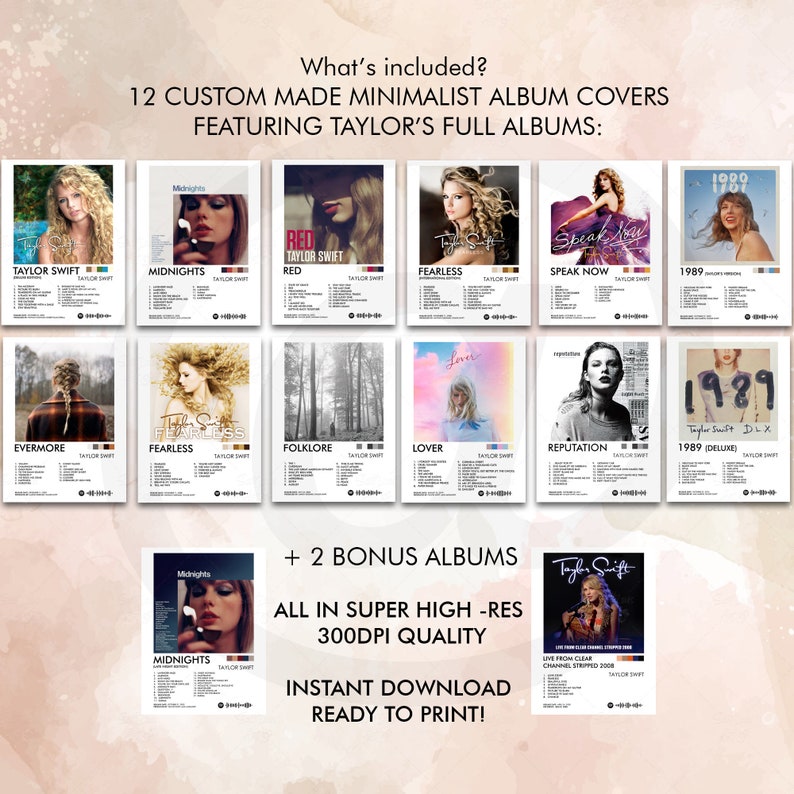Minimalist Taylor Swift Album Covers Digital Download, Taylor Swift ...