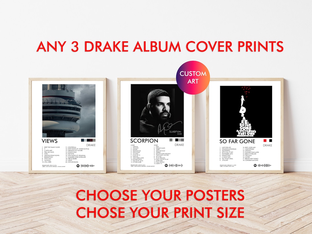 Drake Posters X3 Any 3 Drake Album Covers, Drake Wall Posters, Album ...