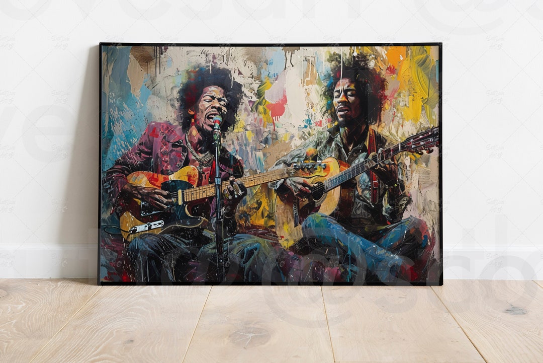 Jimi Hendrix & Bob Marley Legends Poster, Fine Art Print, Music Poster ...