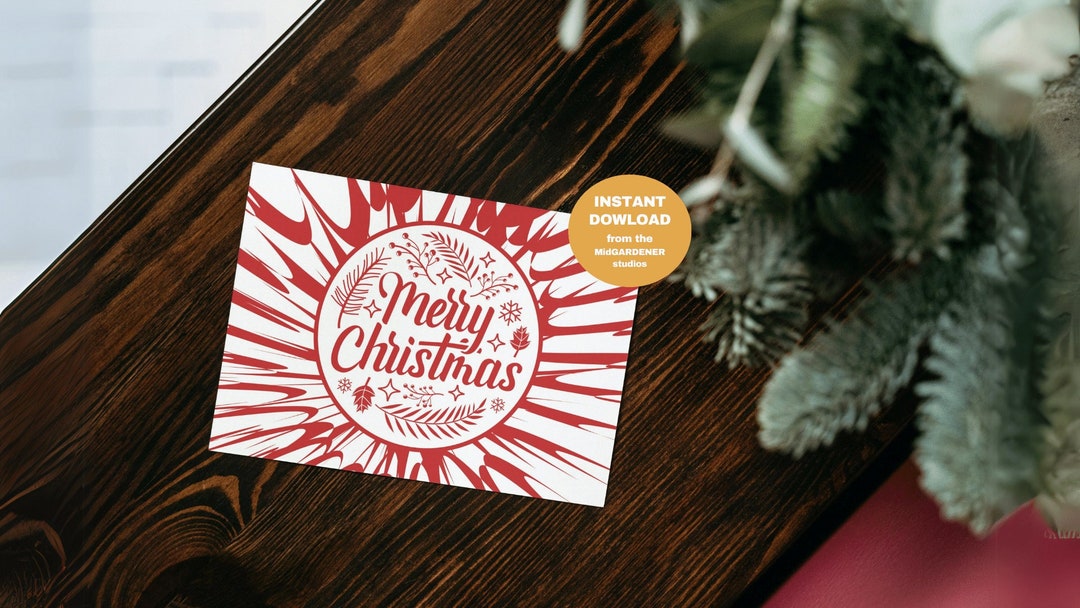 Printable 5x7 Card, Three Design Pack, Merry Christmas Card, Christmas ...