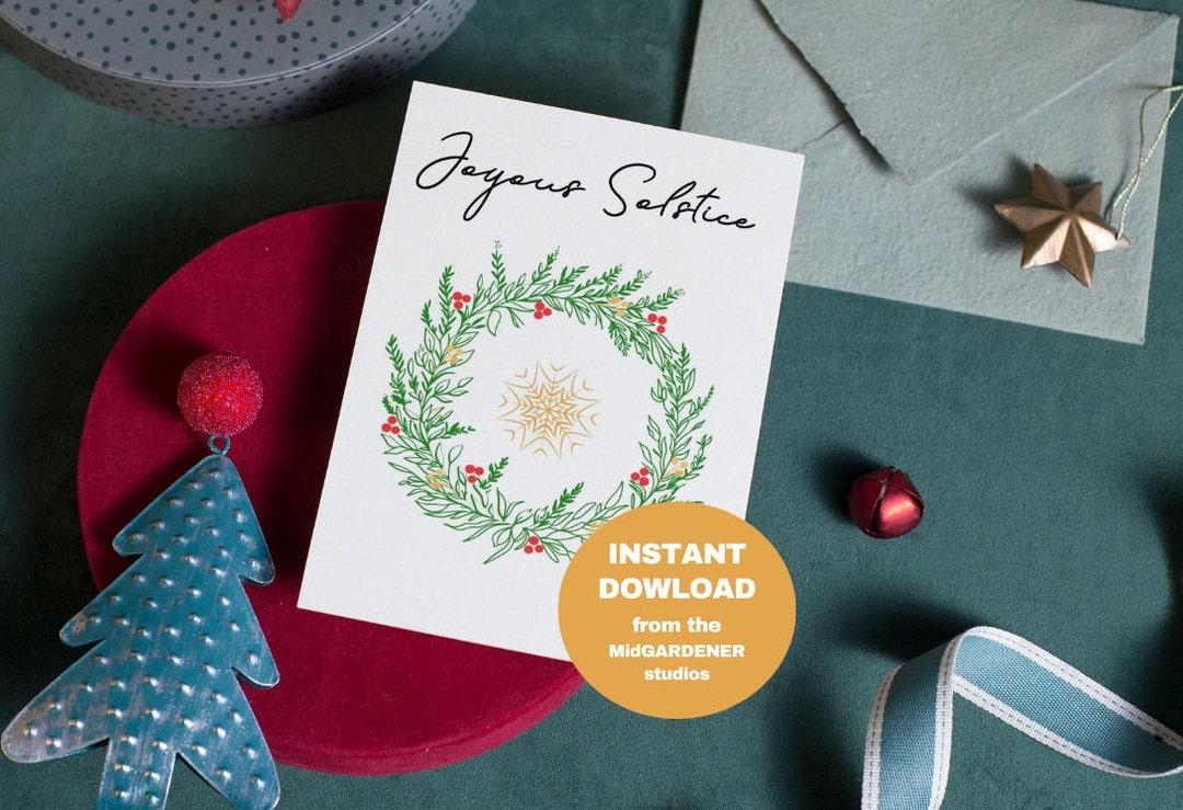 Printable Card, Joyous Solstice Card, Solstice Greeting Cards, Holiday ...