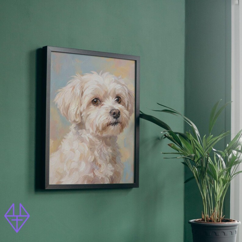 Maltese Dog Print Gift, Maltese Puppy Framed Canvas, Oil Painting on ...