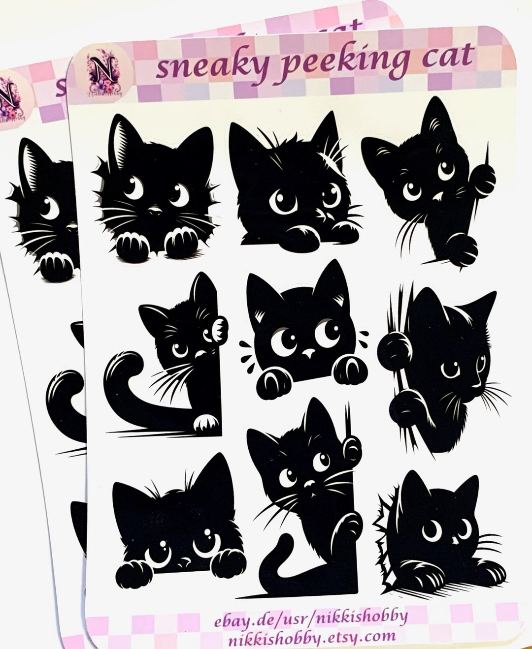 Adorable Peeking Black Cat/ Black Cat Sticker - Etsy