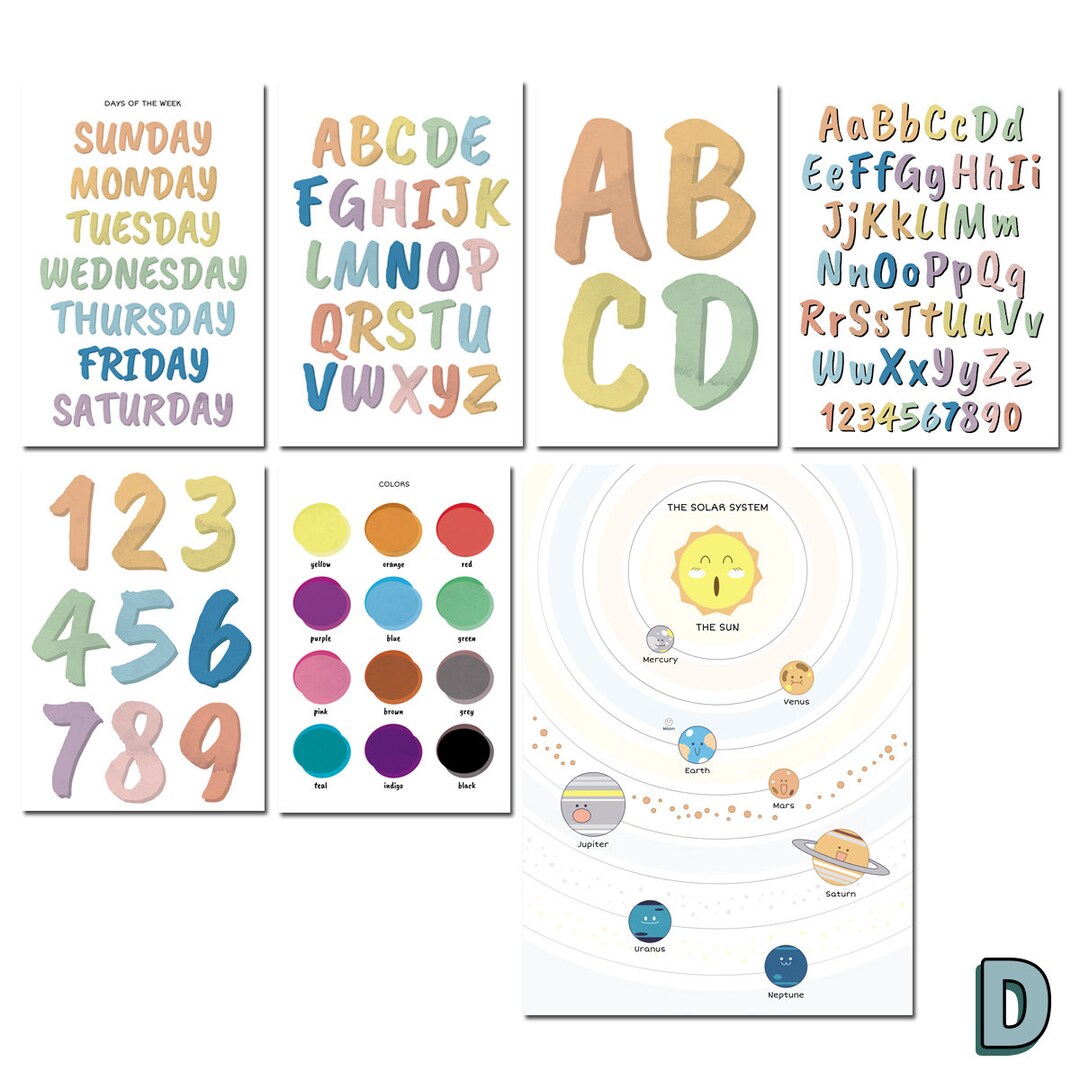 Montessori Posters Printable Handmade Set of 15 Alphabet ABC Wall Art ...
