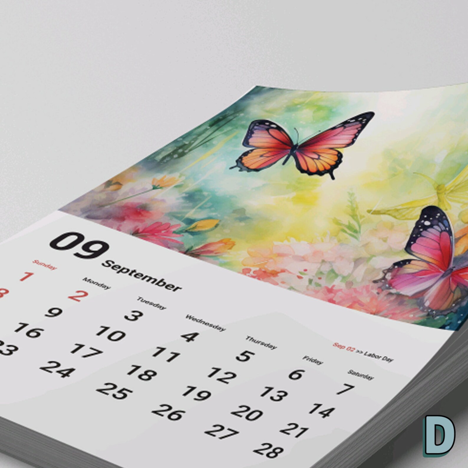 2024 Butterfly Calendar: Watercolor Art, Printable, Holiday Dates ...