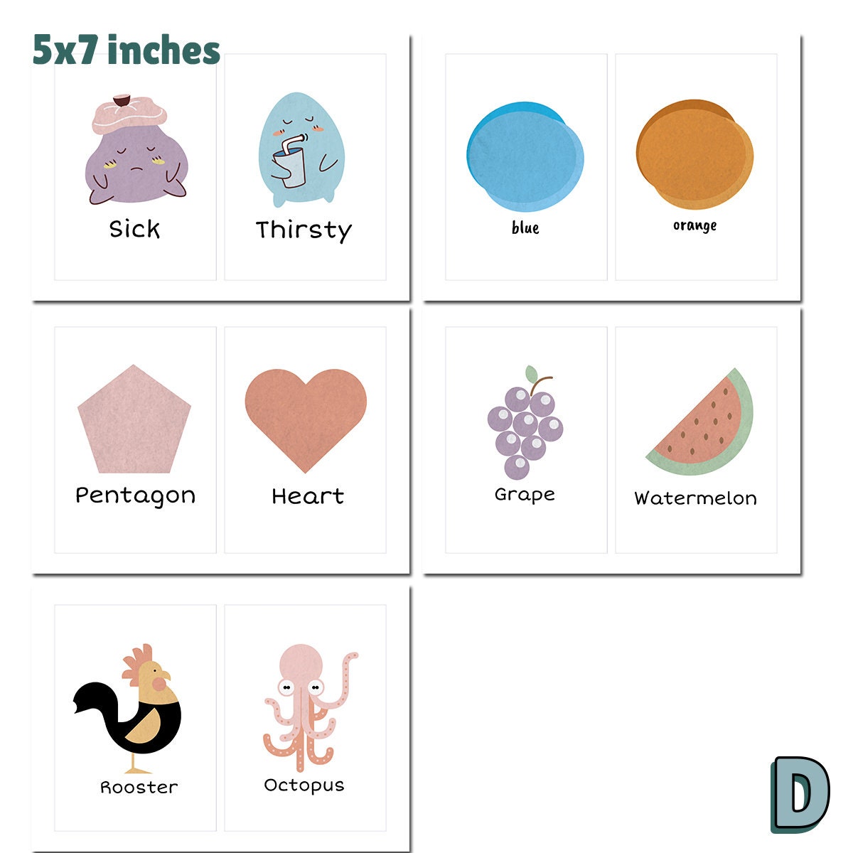 92 Montessori Flash Cards Printable Set: ABC, Animals, Fruits, Colors ...