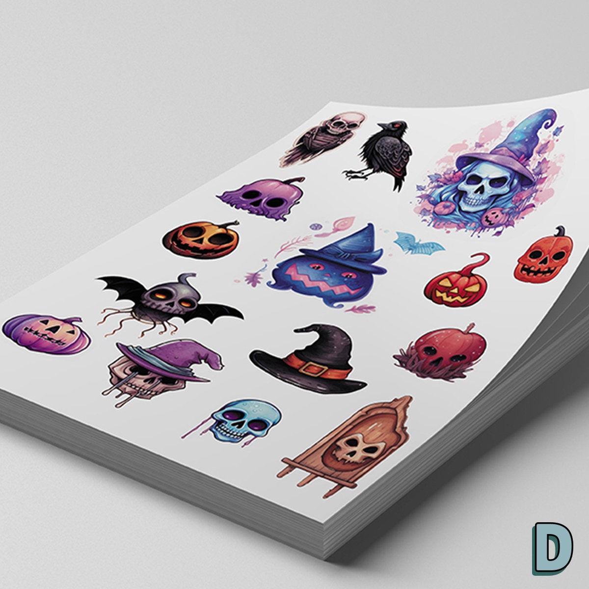 60 PRINTABLE Halloween Sticker Sheet Pack Retro Halloween - Etsy