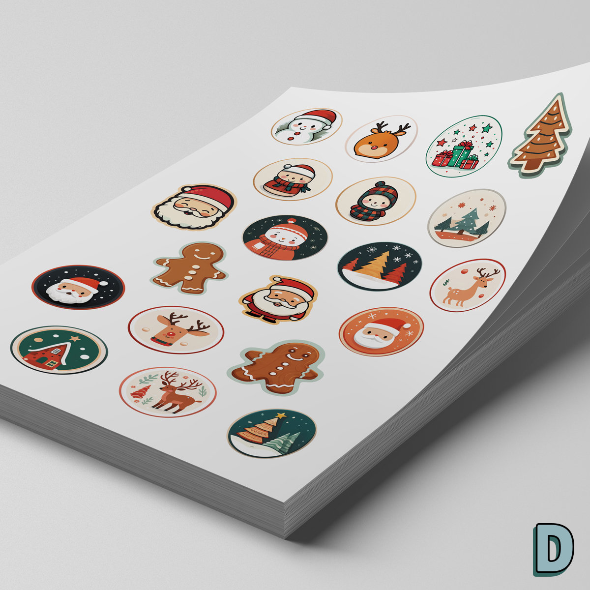 40 Pack PRINTABLE Christmas Sticker Sheet, Christmas Sticker Bundle ...
