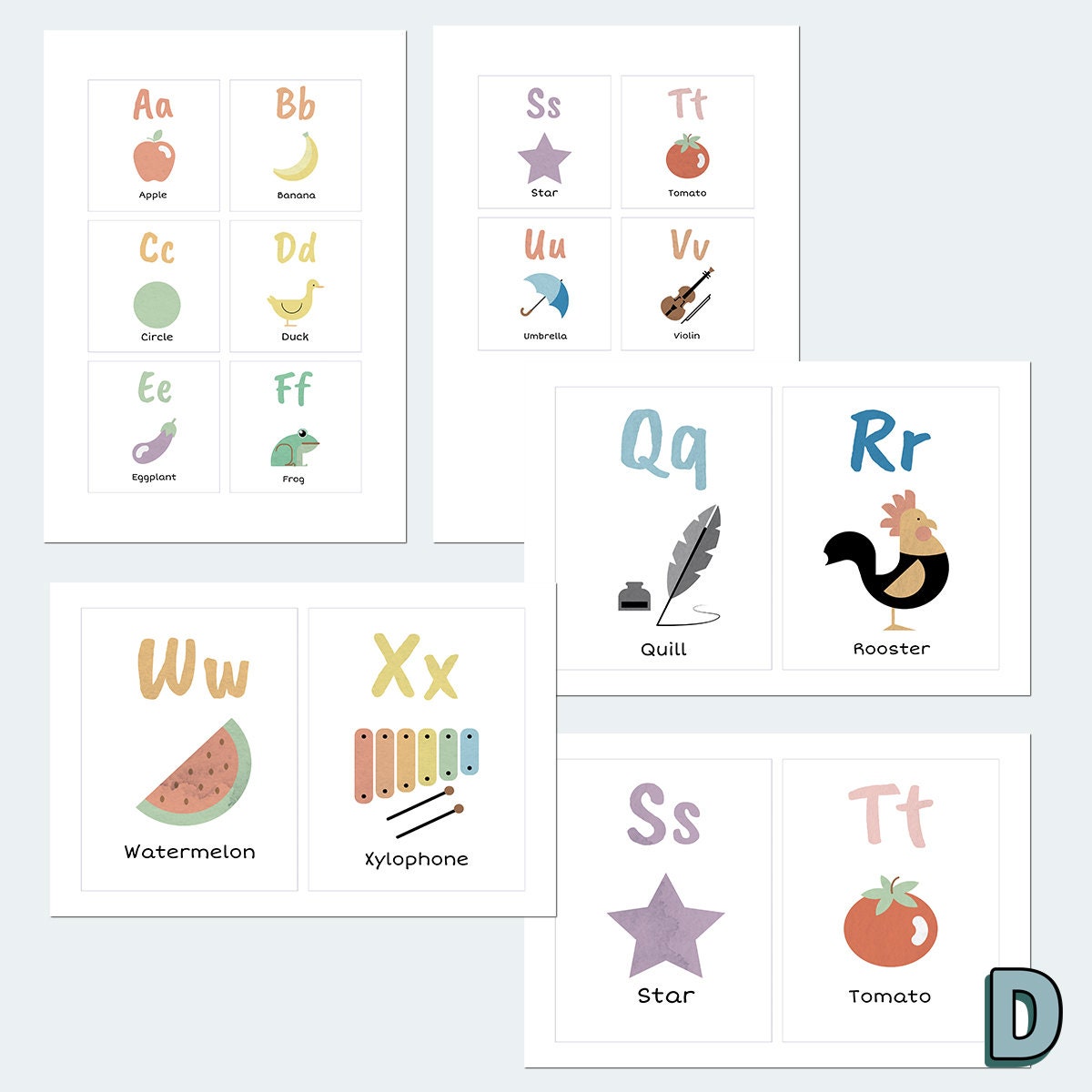 92 Montessori Flash Cards Printable Set: ABC, Animals, Fruits, Colors ...