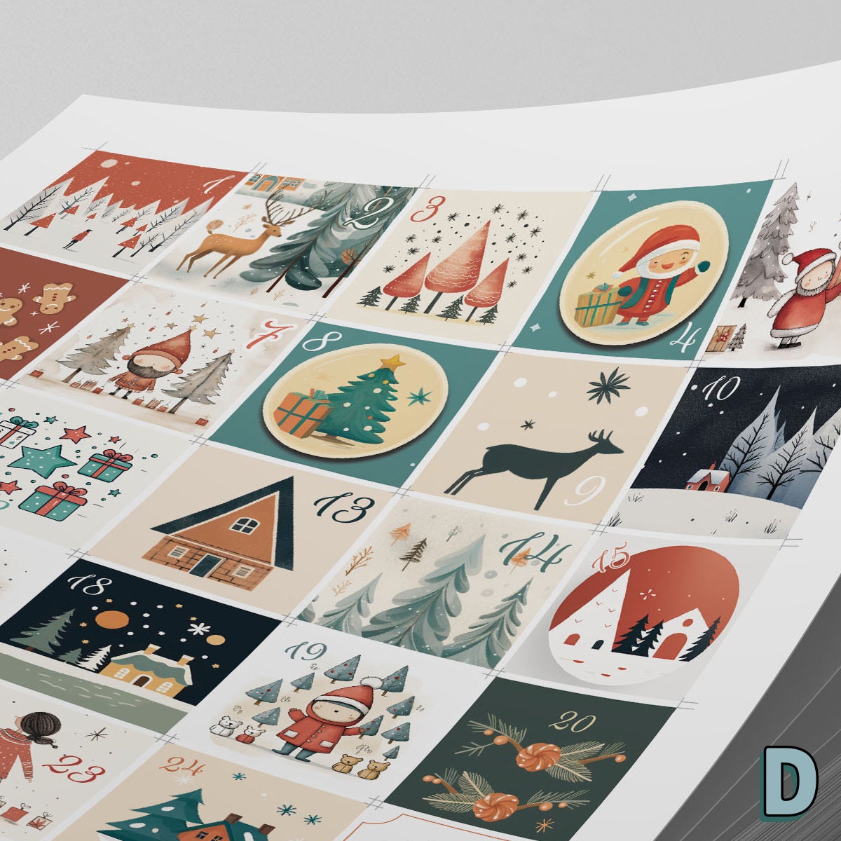 Advent Calendar Printable, Kids Advent Calendar Printable, Christmas ...