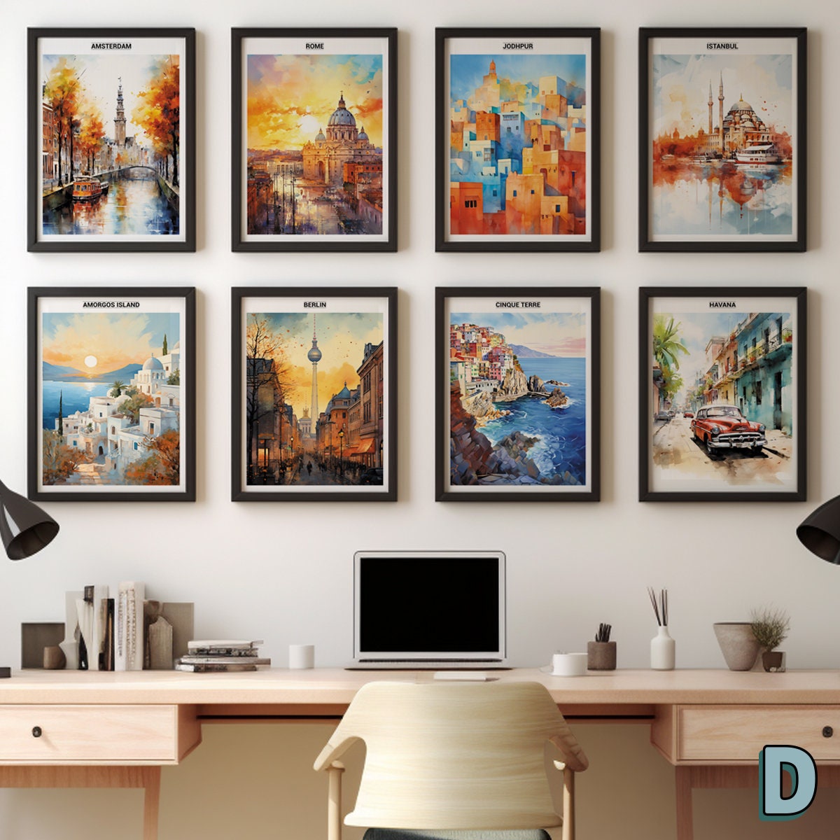 16 Watercolor Cityscape Prints: Iconic Urban Landscapes, Rome ...