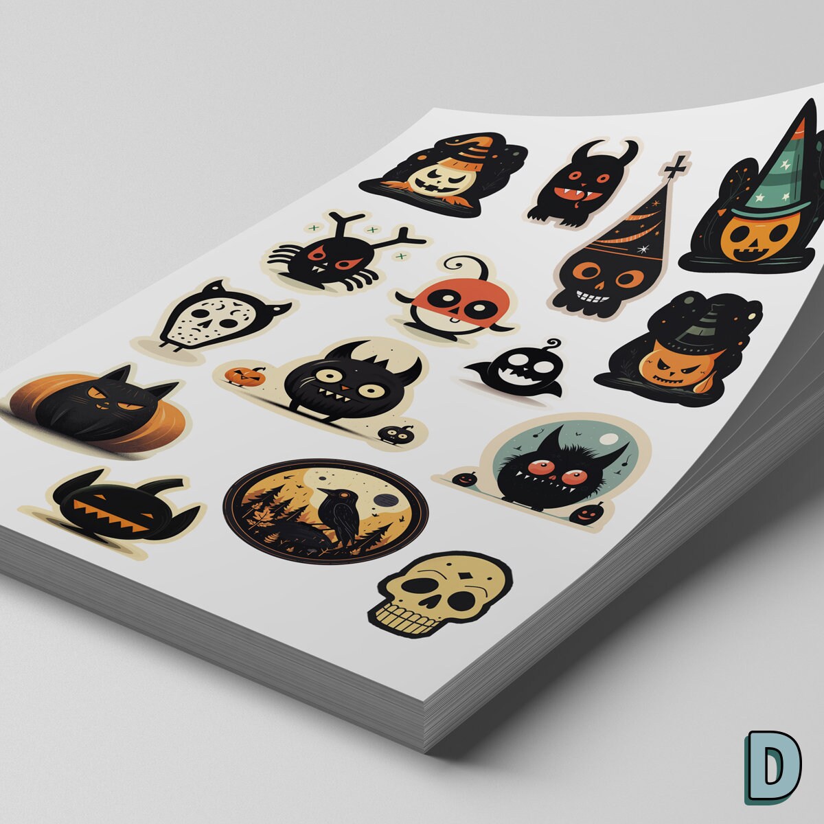 60 PRINTABLE Halloween Sticker Sheet Pack Retro Halloween - Etsy