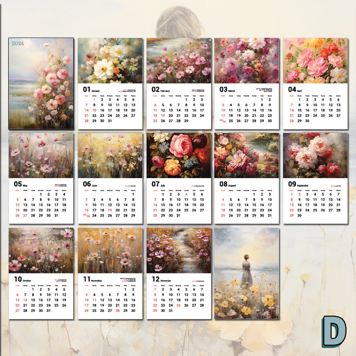 2024 Calendar Bundle: Printable City Botanical & Butterfly - Etsy