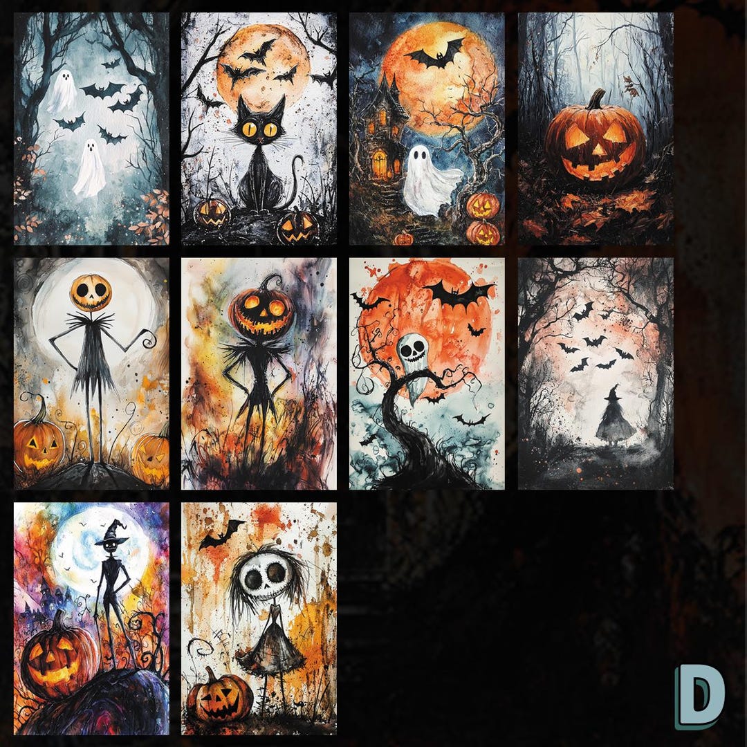 Antique Halloween Collection, 10 Spooky Season Prints, Retro Gothic ...