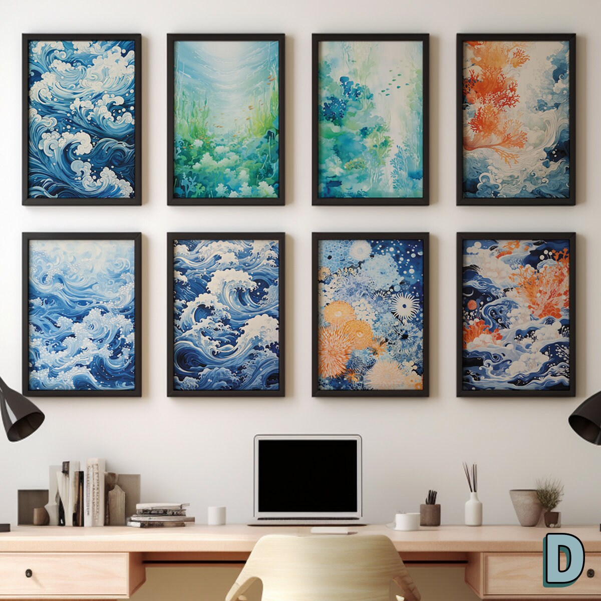 20 Ocean Watercolor Prints: Serene Sea Life & Soft Blue Tones - Etsy