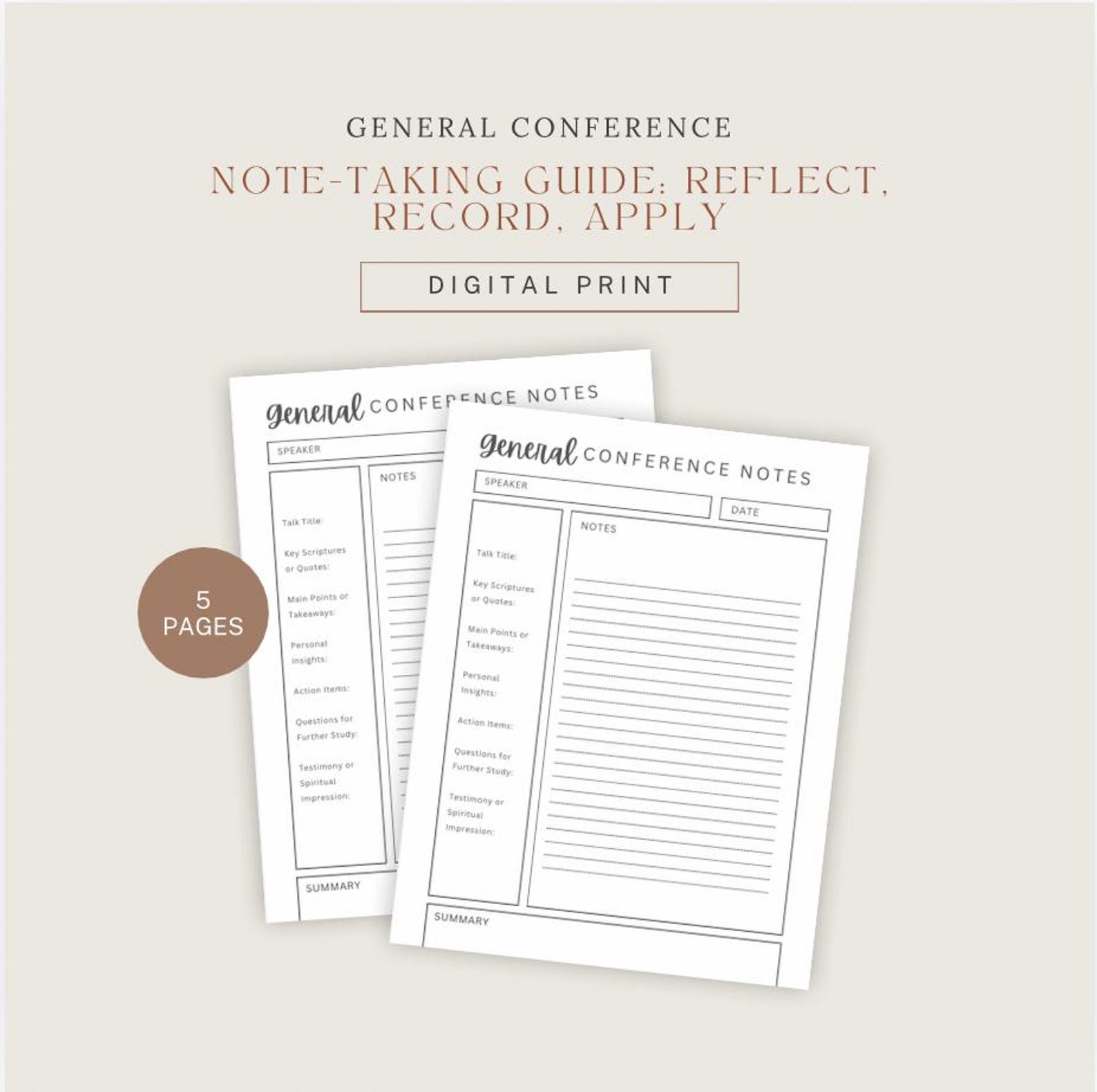 General Conference Notebook | Printable General Conference Pages ...