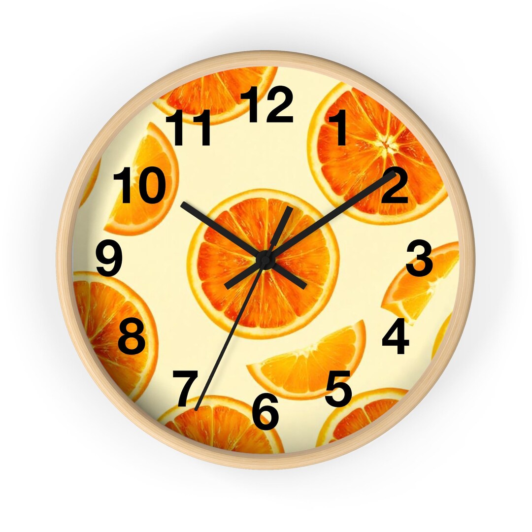 Orange Slice Wall Clock | Wood Kitchen Clock | Wall Clock | Clock ...