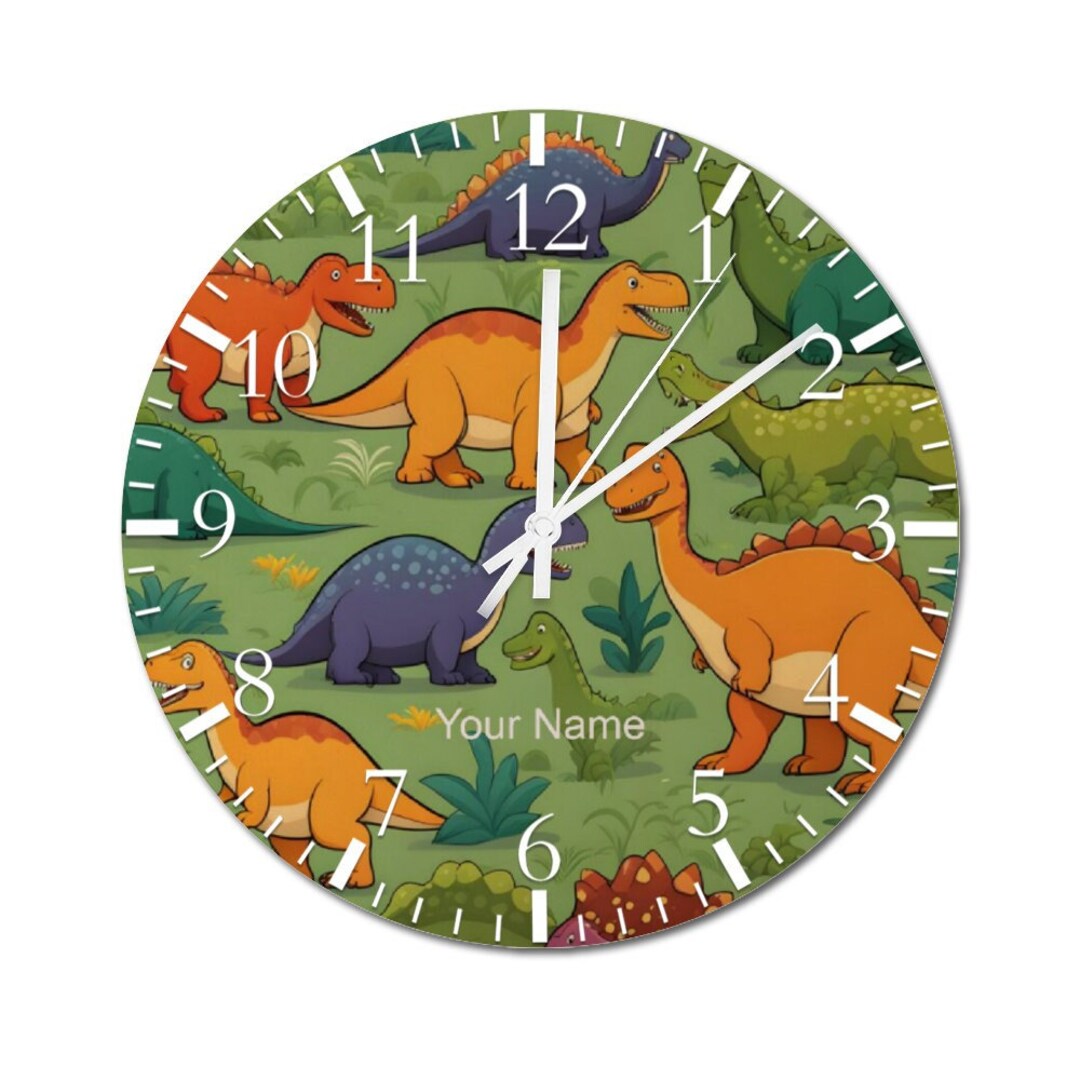 Dinosaurs Clock Dinosaurs Personalized Kids Wall Clock - Etsy