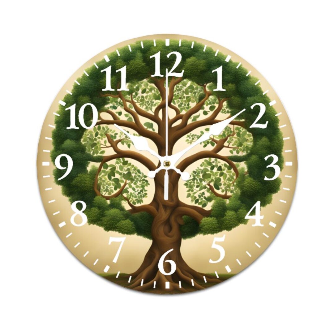 Tree of Life Wall Clock | Wall Clock Modern | Round Non-ticking Wooden ...