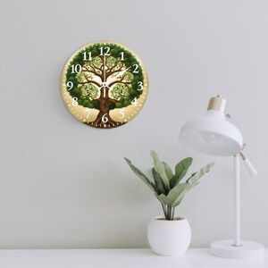 Tree of Life Wall Clock | Wall Clock Modern | Round Non-ticking Wooden ...