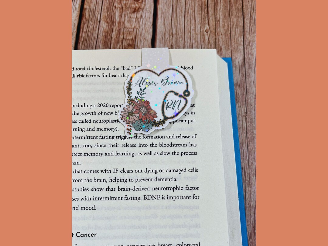 Personalized Nurse Stethoscope & Floral Magnetic Bookmark, Customized ...