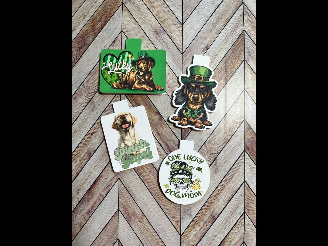 Dog Magnetic Bookmarks St. Patrick's Day Collection, Golden Retriever ...