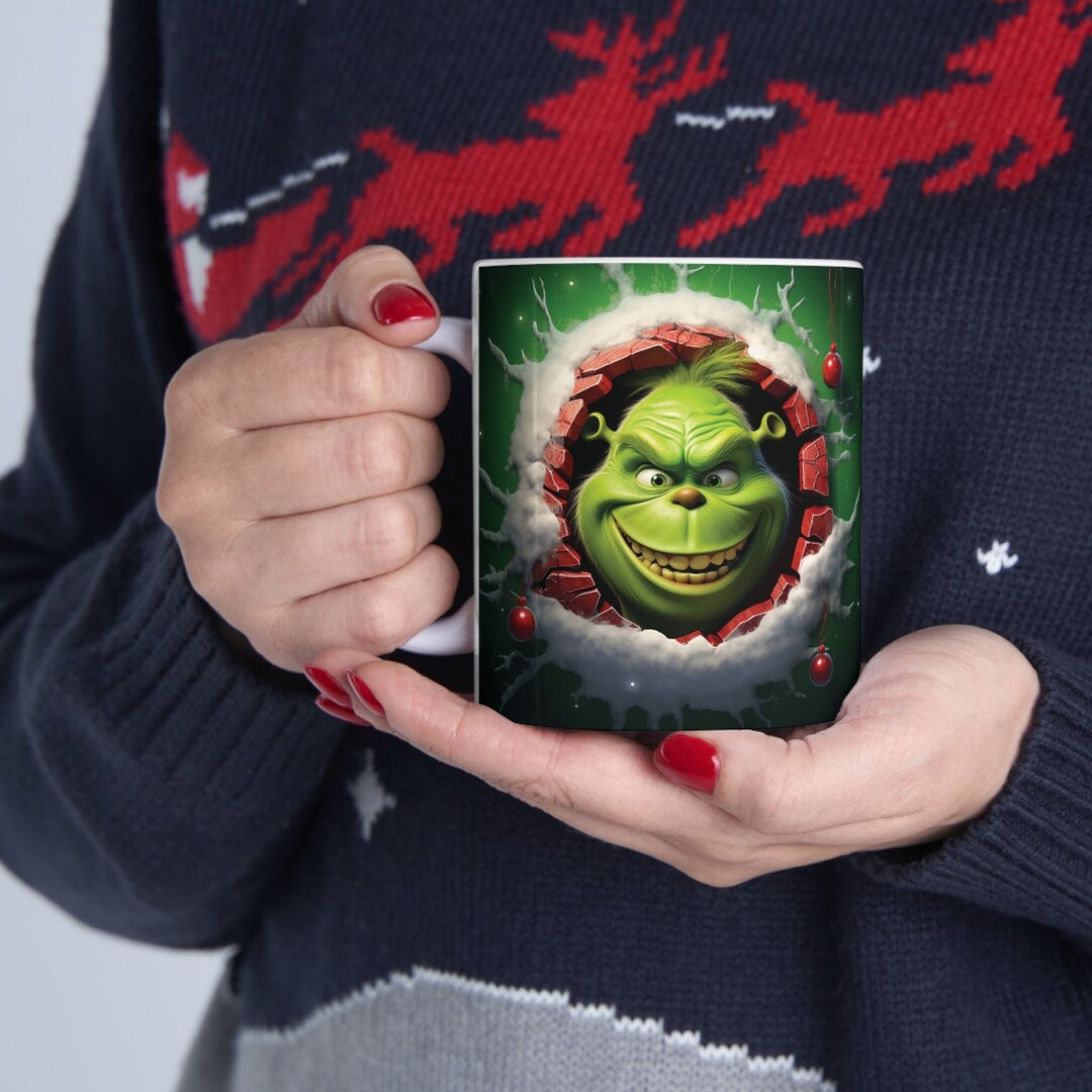 3D Grinch Mug 3D Ceramic Mug Hole in the Wall 11oz Christmas - Etsy