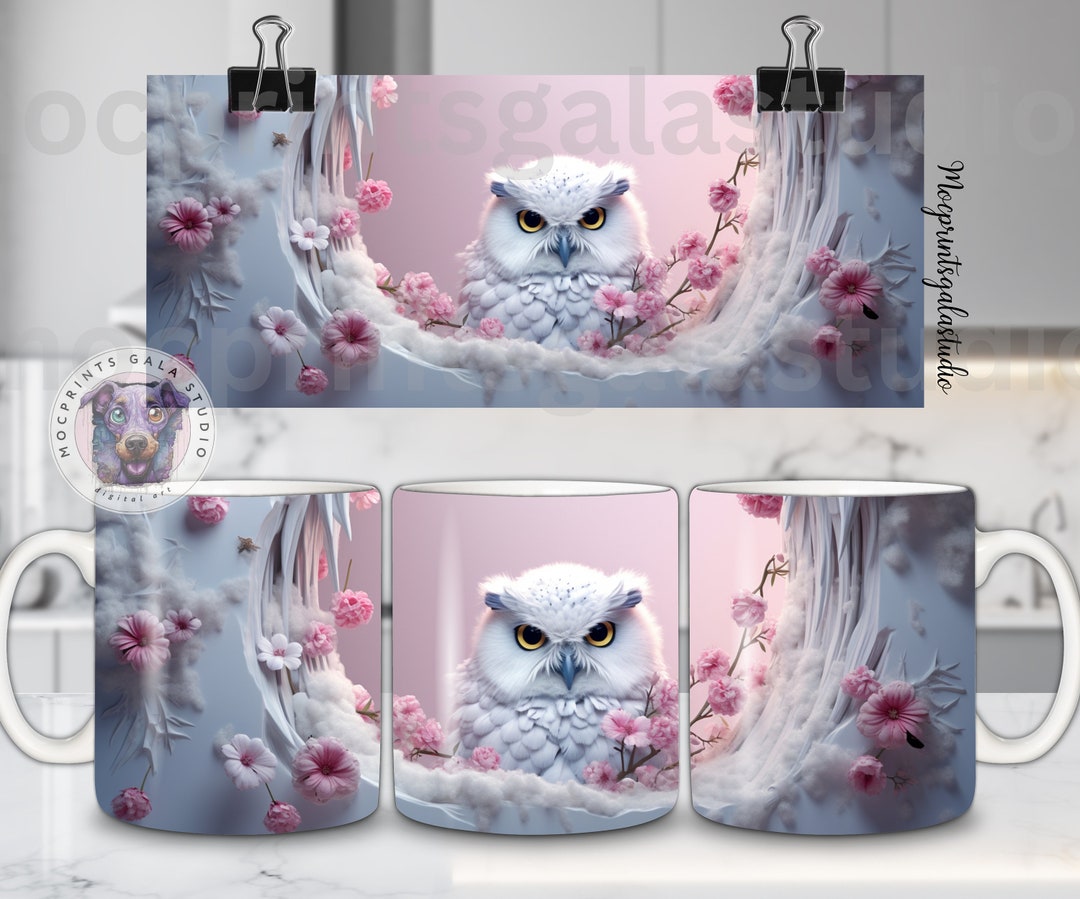 Cute Ceramic 3D Owl Mug, Handmade 3D Coffee & Tea Cups, Owl, Shiba Inu ...