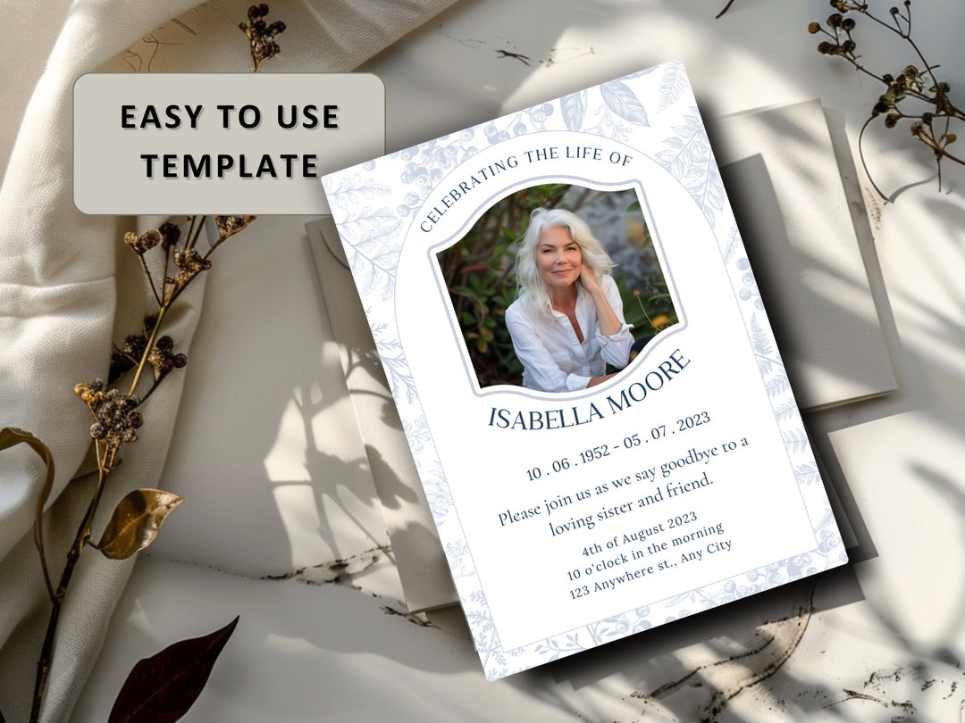 Digital Funeral Invitation Template Loving Memory Invitation Digital ...
