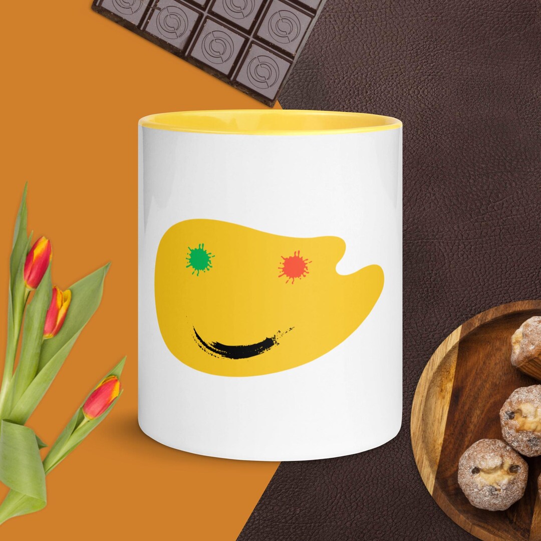 Smiley Mug With Splash of Color - Etsy