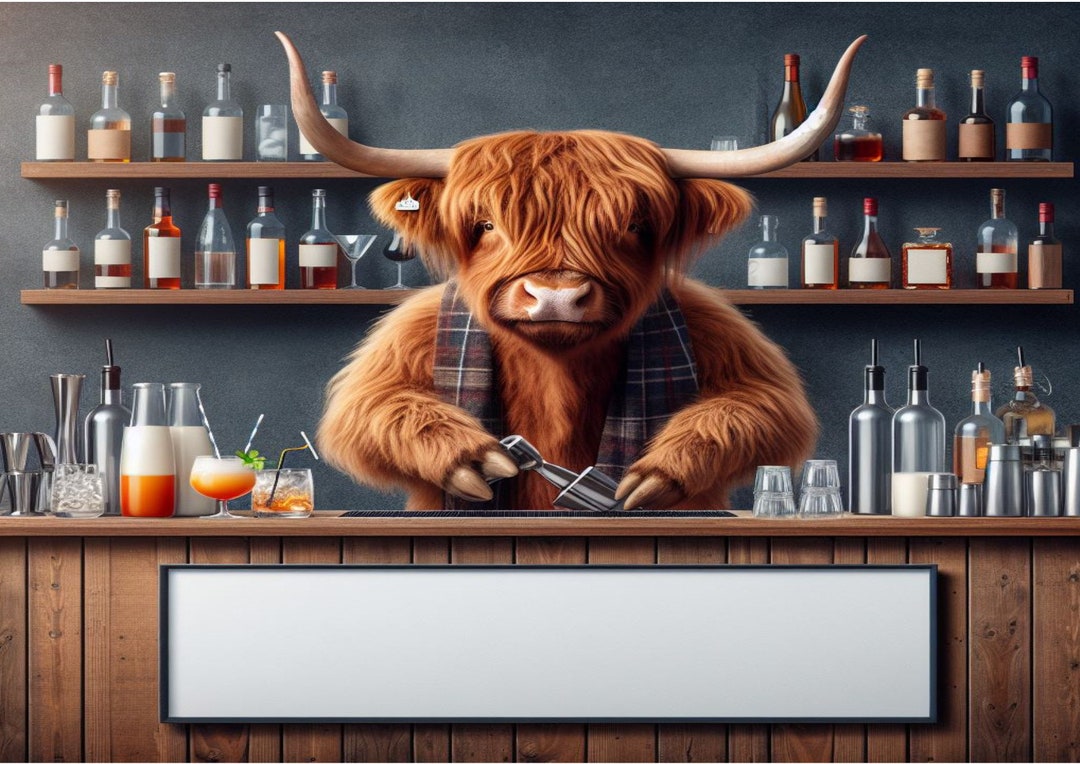 Highland Cow Bar Sign for Sublimation - Etsy